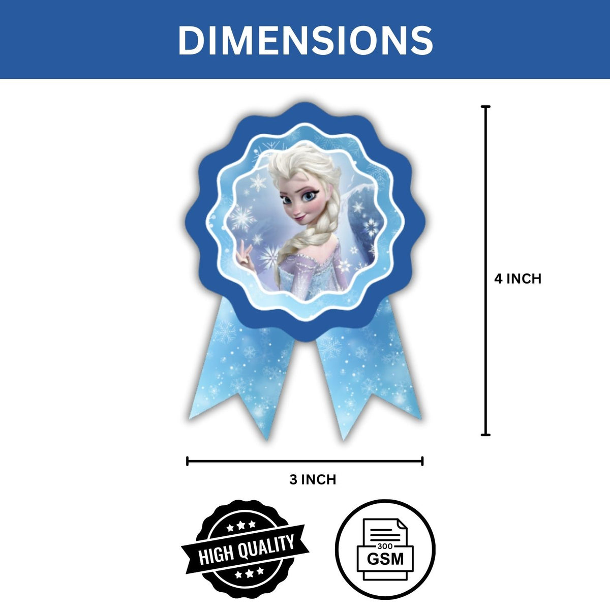 Frozen Theme Birthday Badges for Kids – 4x3 Inch 250gsm Cardstock with ...