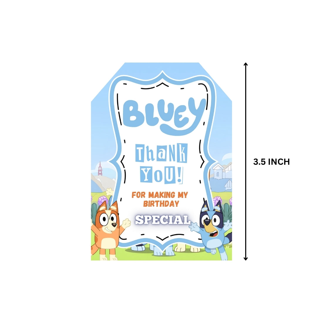 Bluey Theme Thank You Cards & Return Gift Tags - 30Pcs, 2x3.5, 250 GSM ...