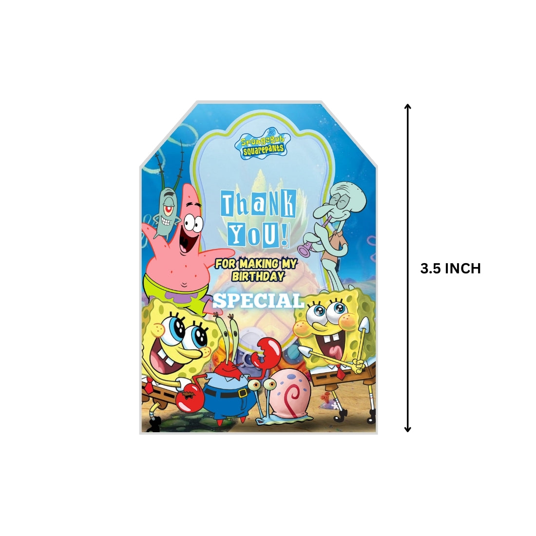 SpongeBob Squarepants Theme Thank You Cards & Return Gift Tags - 30Pcs ...