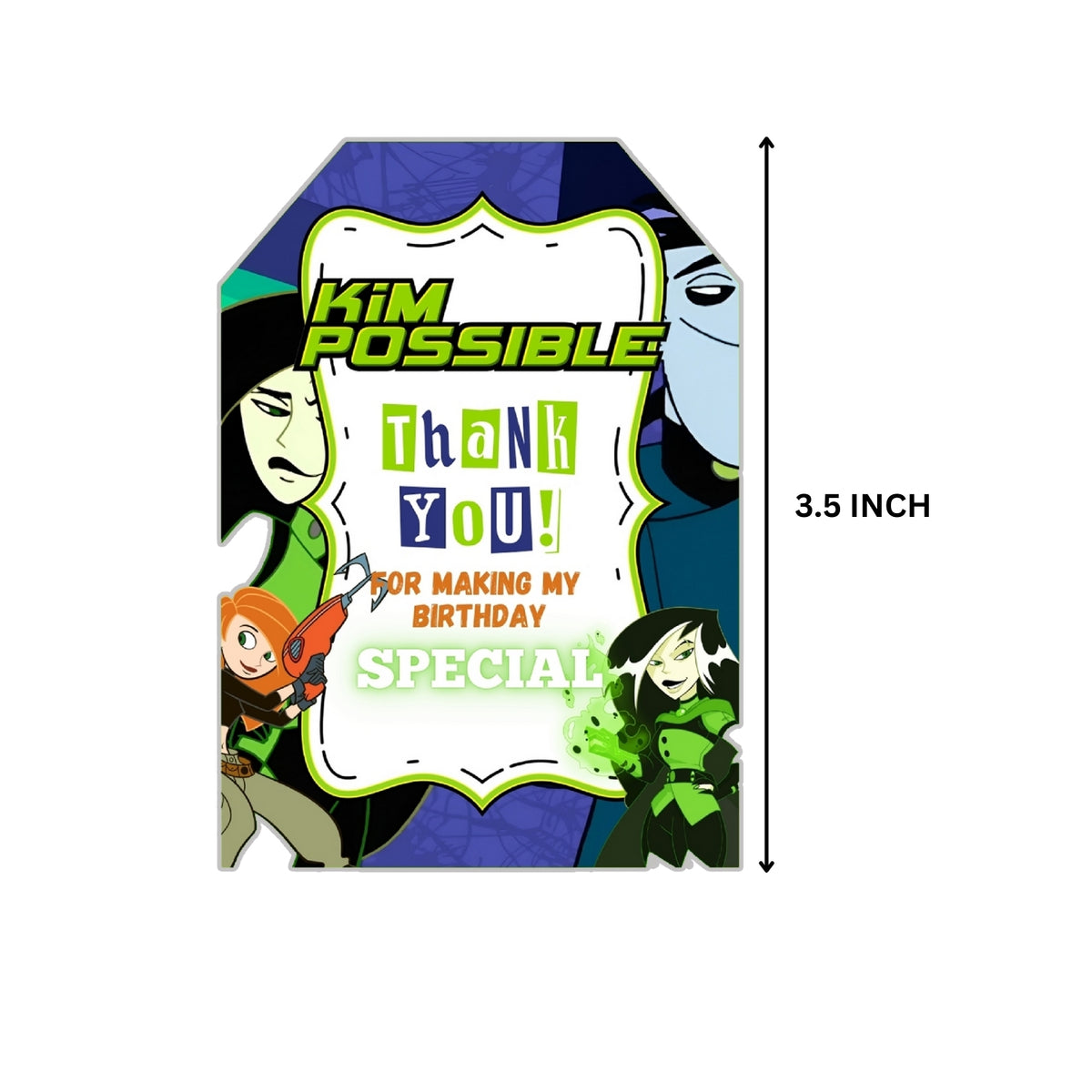 Kim Possible Theme Thank You Cards & Return Gift Tags - 30Pcs, 2x3.5 ...