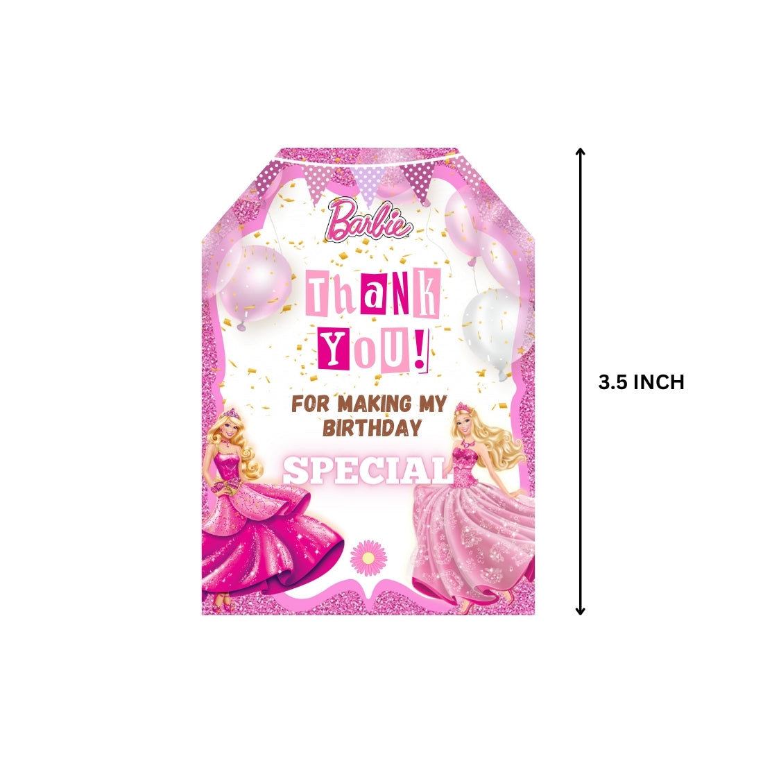 Barbie Theme Thank You Cards & Return Gift Tags - 30Pcs, 2x3.5, 250 GS ...