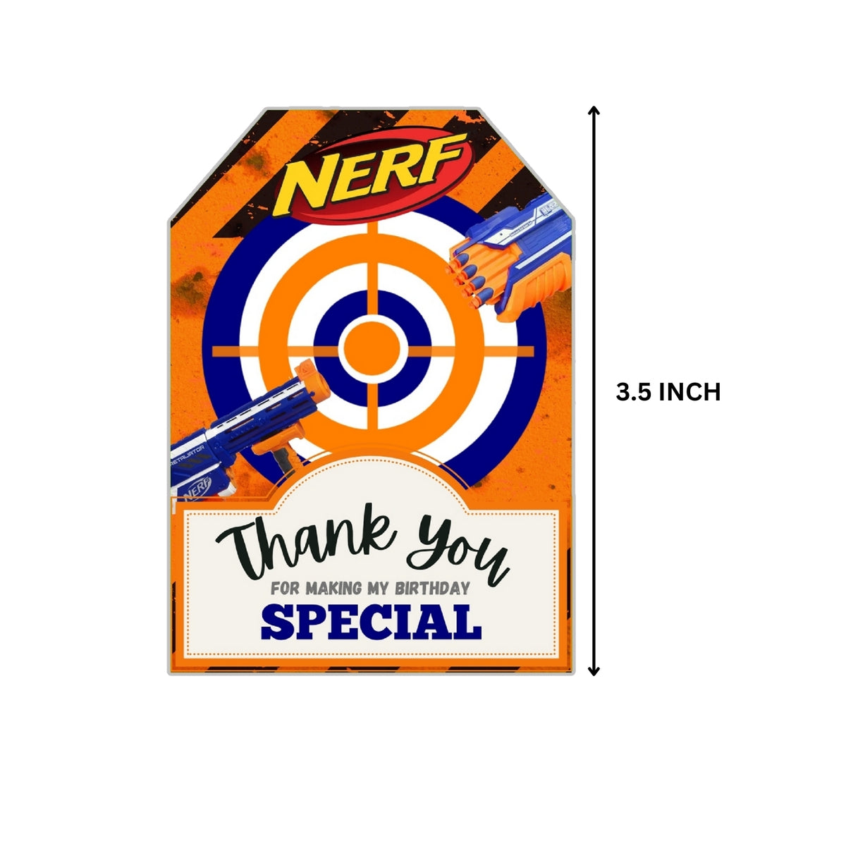 Nerf Theme Thank You Cards & Return Gift Tags - 30Pcs, 2x3.5, 250 GSM ...