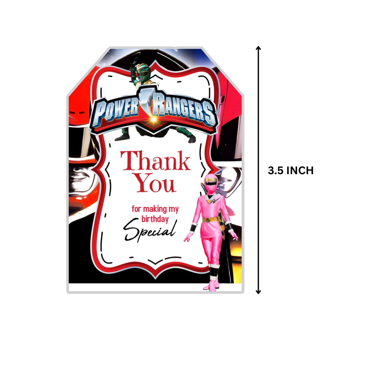 Power Rangers Theme Thank You Cards & Return Gift Tags - 30Pcs, 2x3.5 ...