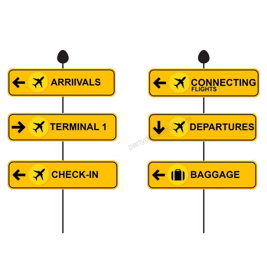 Airports Sign Boards Cut Outs (12 Pcs) – PartyDecor Mall