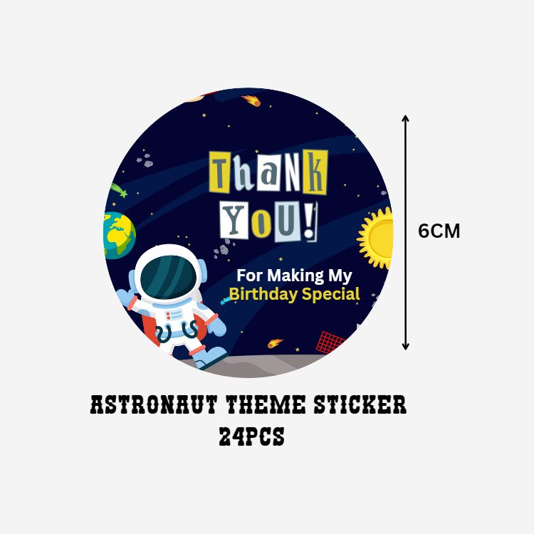 Astronaut Theme- Return Gift/birthday decor Thankyou Sticker (6 CM/Sti ...