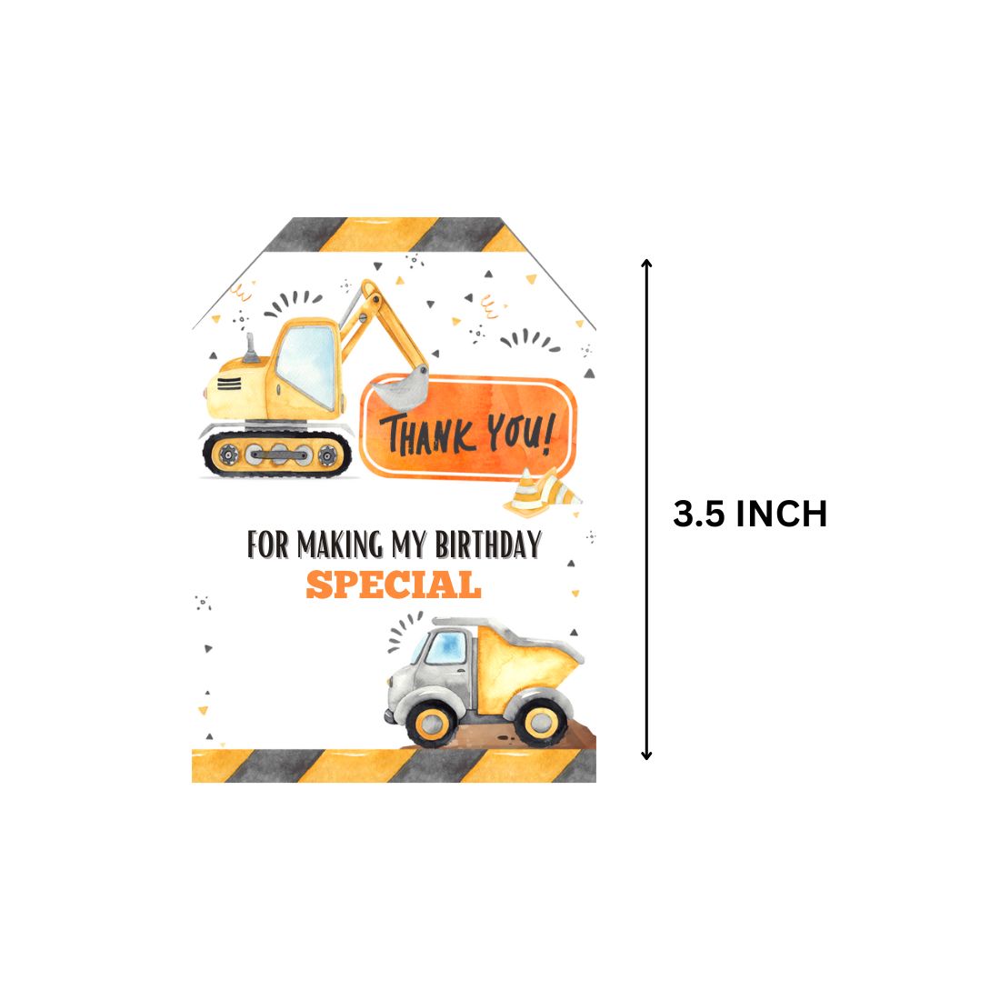 Construction Theme Birthday Favour Tags (2 x 3.5 inches/250 GSM Cardst ...
