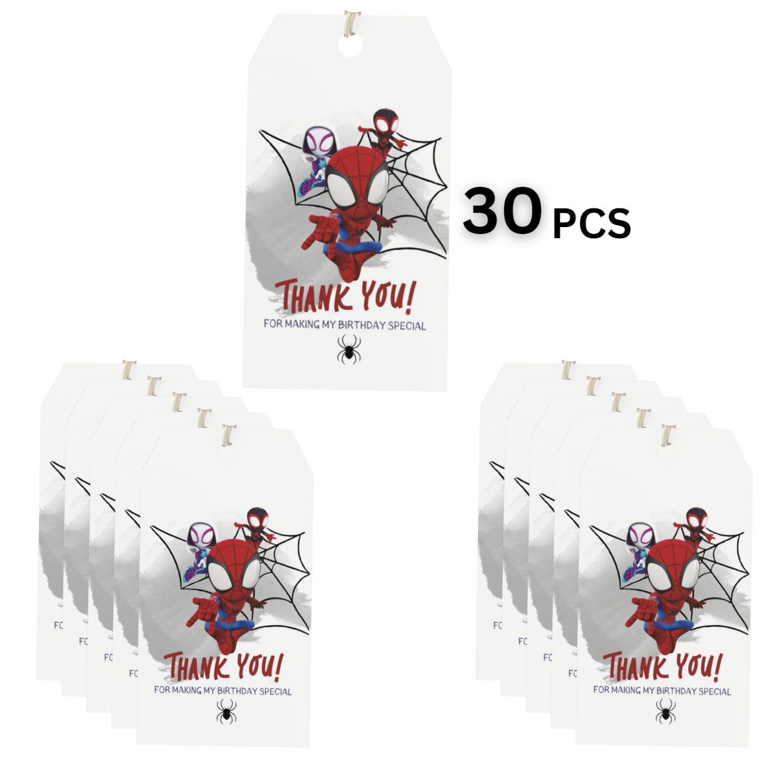 Spider Man Theme Birthday Favour Tags (2 x 3.5 inches/250 GSM Cardstoc ...