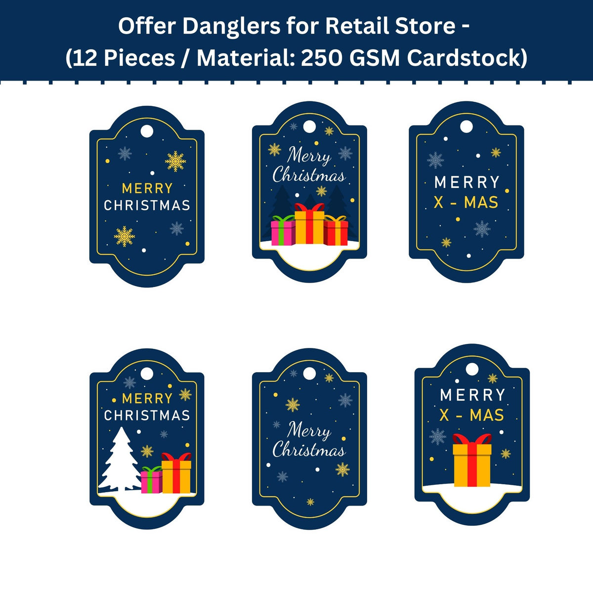 Merry Christmas Dangler/Bunting for showrooms/outlets (6 Inches per ca ...