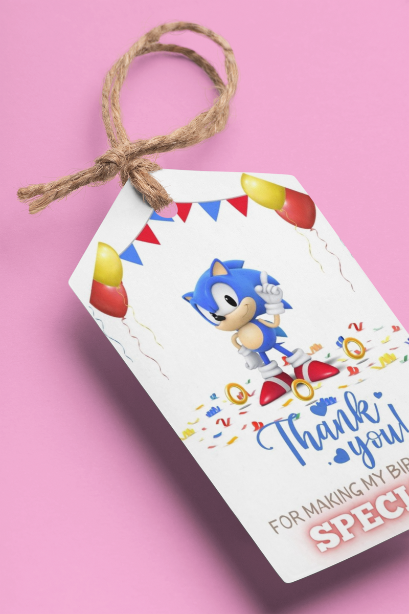 Sonic Theme Birthday Favour Tags (2 x 3.5 inches/250 GSM Cardstock/Mix ...